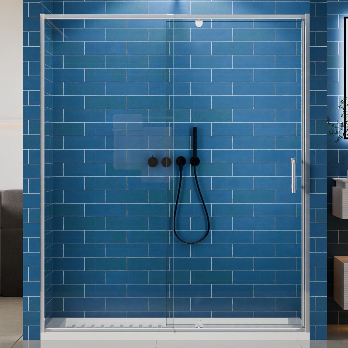 Flexi Showers 56-60" W x 71" H Glass Shower Doos Semi-Frameless,6mm Cl – ExBriteUSA