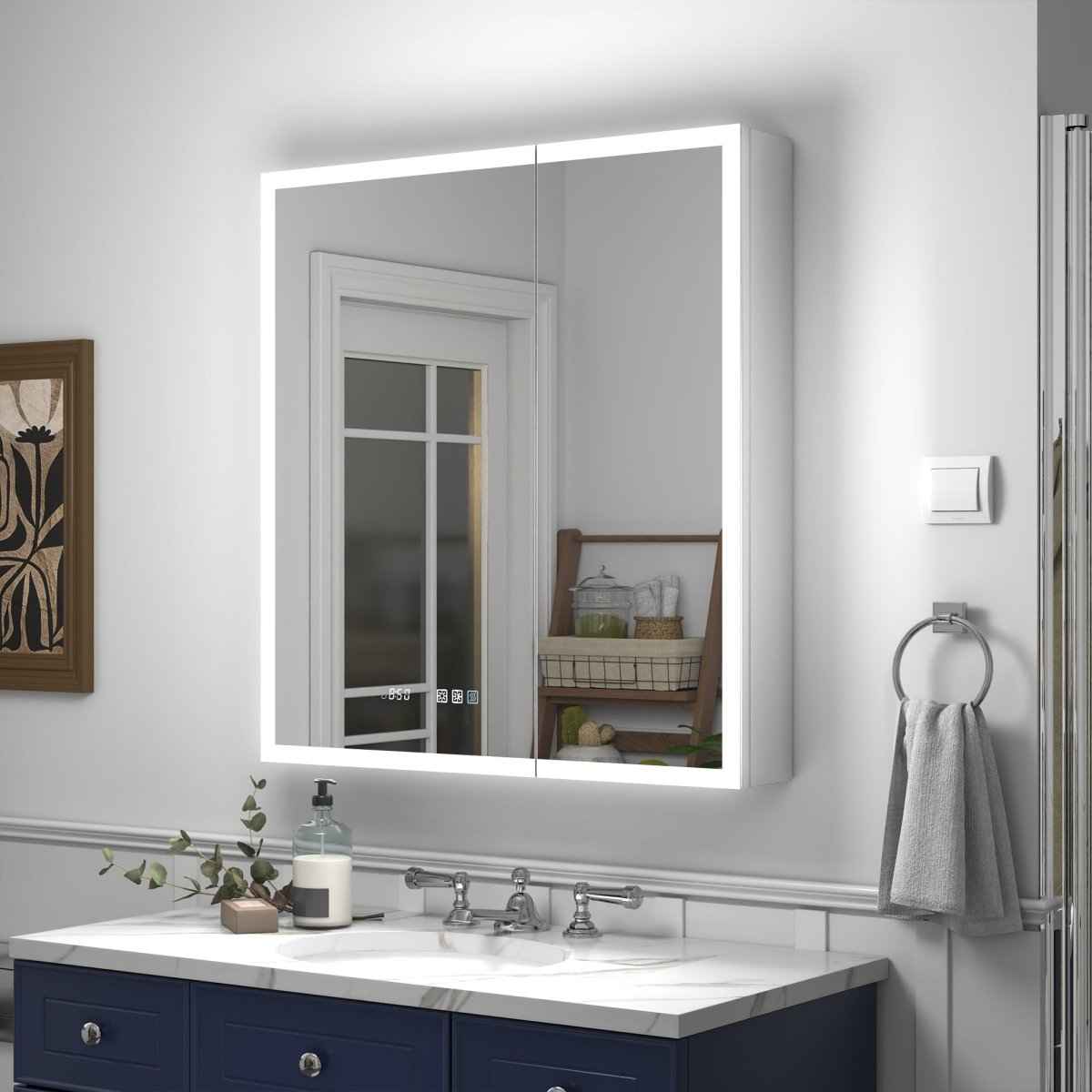 Rim 30 W X 32 H Lighted Medicine Cabinet Recessed Or Surface LED Med Rim 30 W X 32 H Lighted Medicine Cabinet Recessed Or Surface LED Med