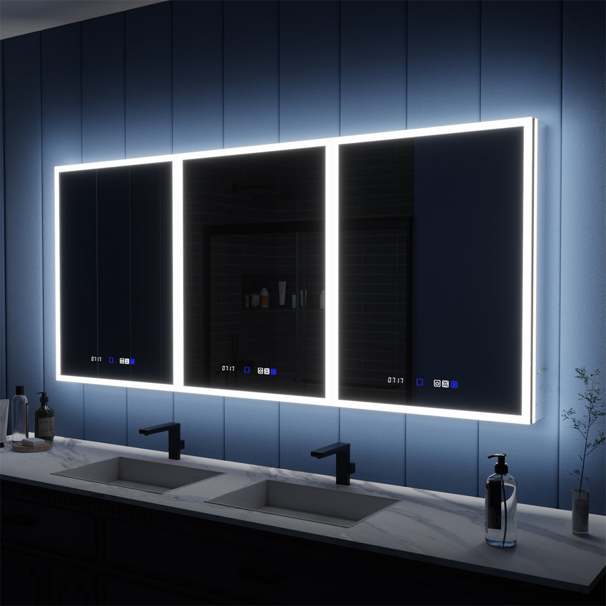 Illusion 24" x 32" LED Lighted Medicine Cabinet with Magnifiers Front ...