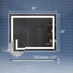 Apex 28" W X 36" H LED Bathroom Large Light Led Mirror,Anti Fog,Dimmab ...