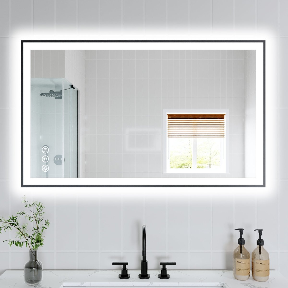 Apex-Noir 40"x24" Framed LED Lighted Bathroom Mirror – ExBriteUSA