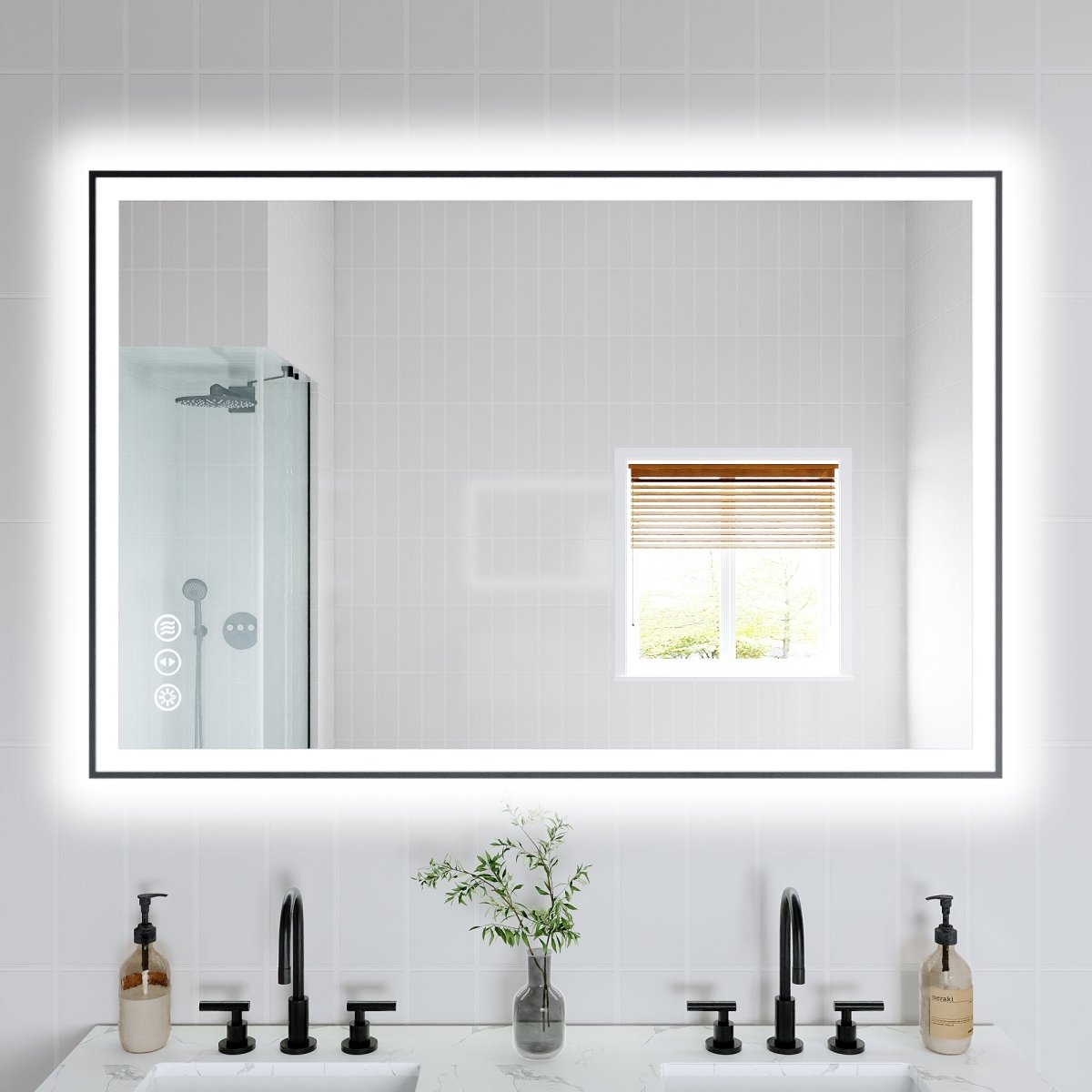 Apex-Noir 48"x32" Framed LED Lighted Bathroom Mirror – ExBriteUSA