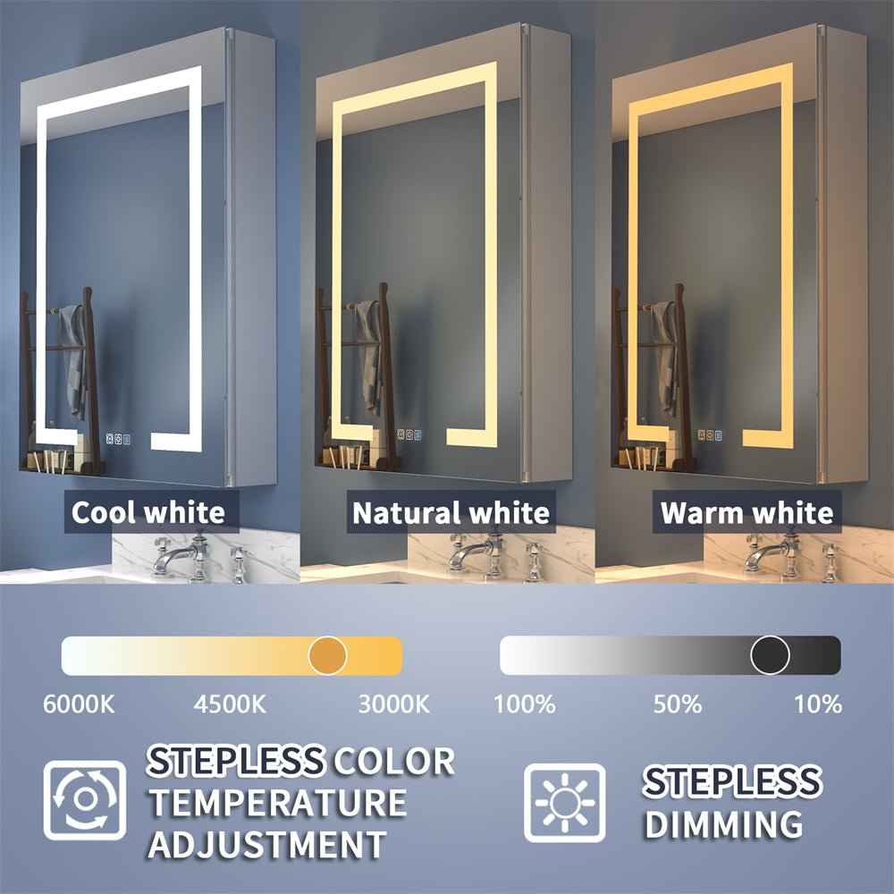 Boost-M1 30 in. W x 26 in. H Bathroom Medicine Cabinet with Mirror And ...