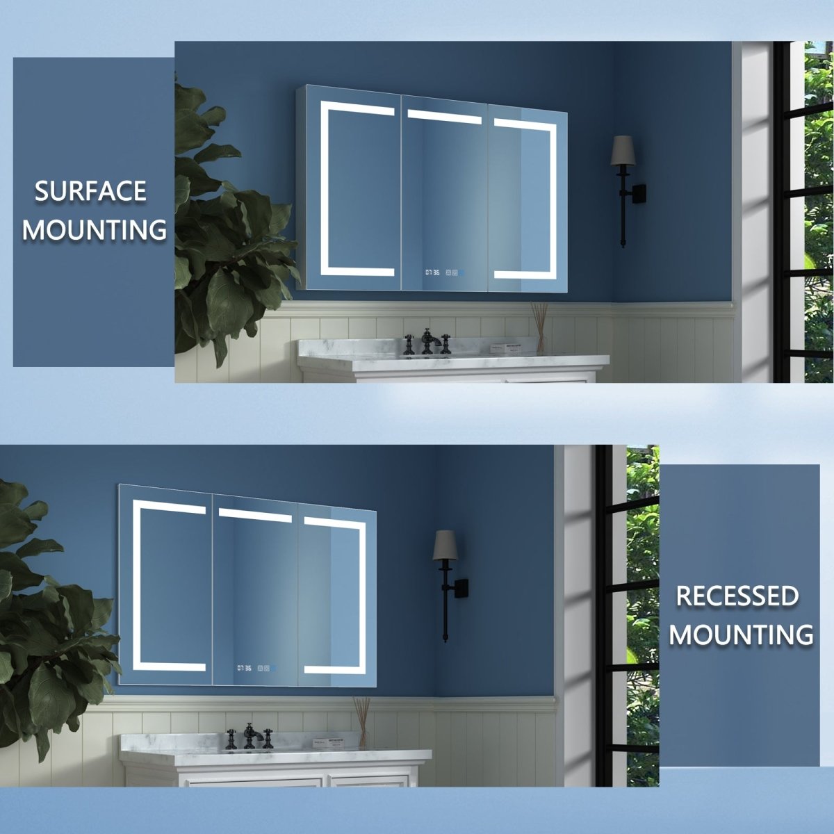 Boost-M2 48" W x 32" H LED Lighted Bathroom Medicine Cabinet with Mirr ...