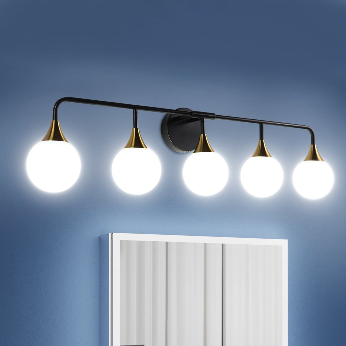 ExBrite 38" 5-Light LED Vanity Light with Dimmable Switch & Tri-Color ...