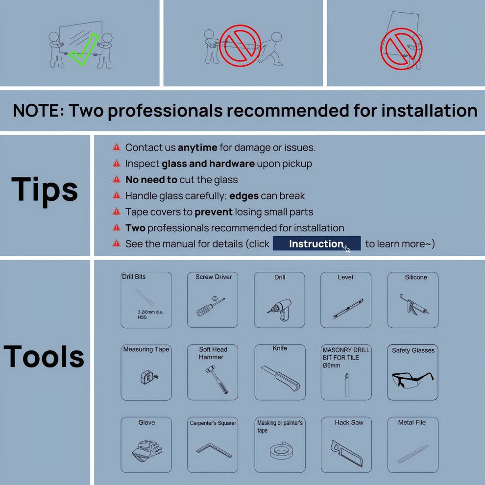 Glide-RA Semi-Frameless Shower Door 56-60 in. W x 70 in. H Bypass Slid – ExBriteUSA