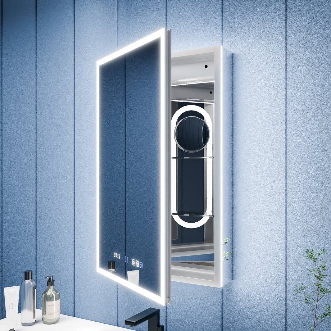 LED Medicine Cabinet with Magnifiers Front and Back Light-Illusion ...