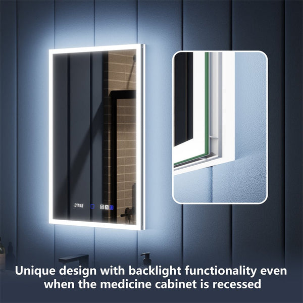 Illusion 20" x 32" LED Lighted Medicine Cabinet with Magnifiers Front ...