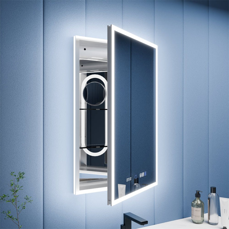 LED Medicine Cabinet with Magnifiers Front and Back Light-Illusion ...