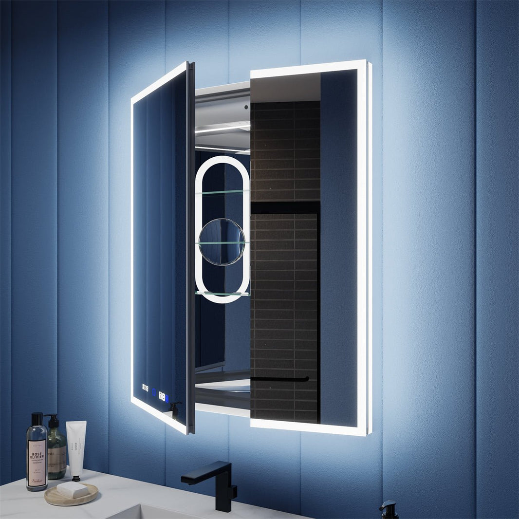LED Medicine Cabinet with Magnifiers Front and Back Light-Illusion ...