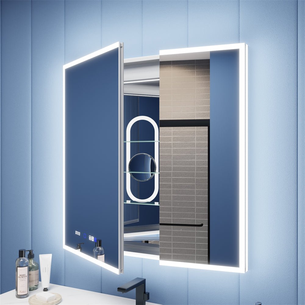 LED Medicine Cabinet with Magnifiers Front and Back Light-Illusion ...