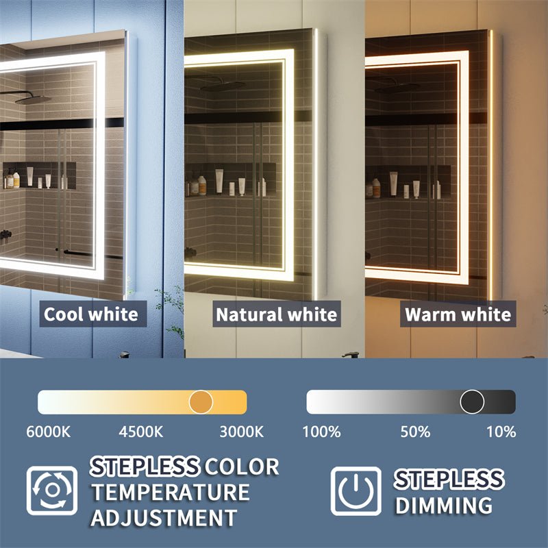 Illusion 40" x 32" LED Lighted Medicine Cabinet with Magnifiers Front ...