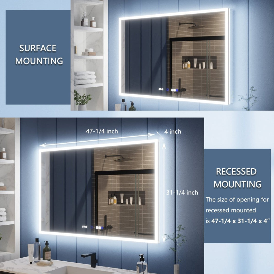 LED Medicine Cabinet with Magnifiers Front and Back Light-Illusion ...
