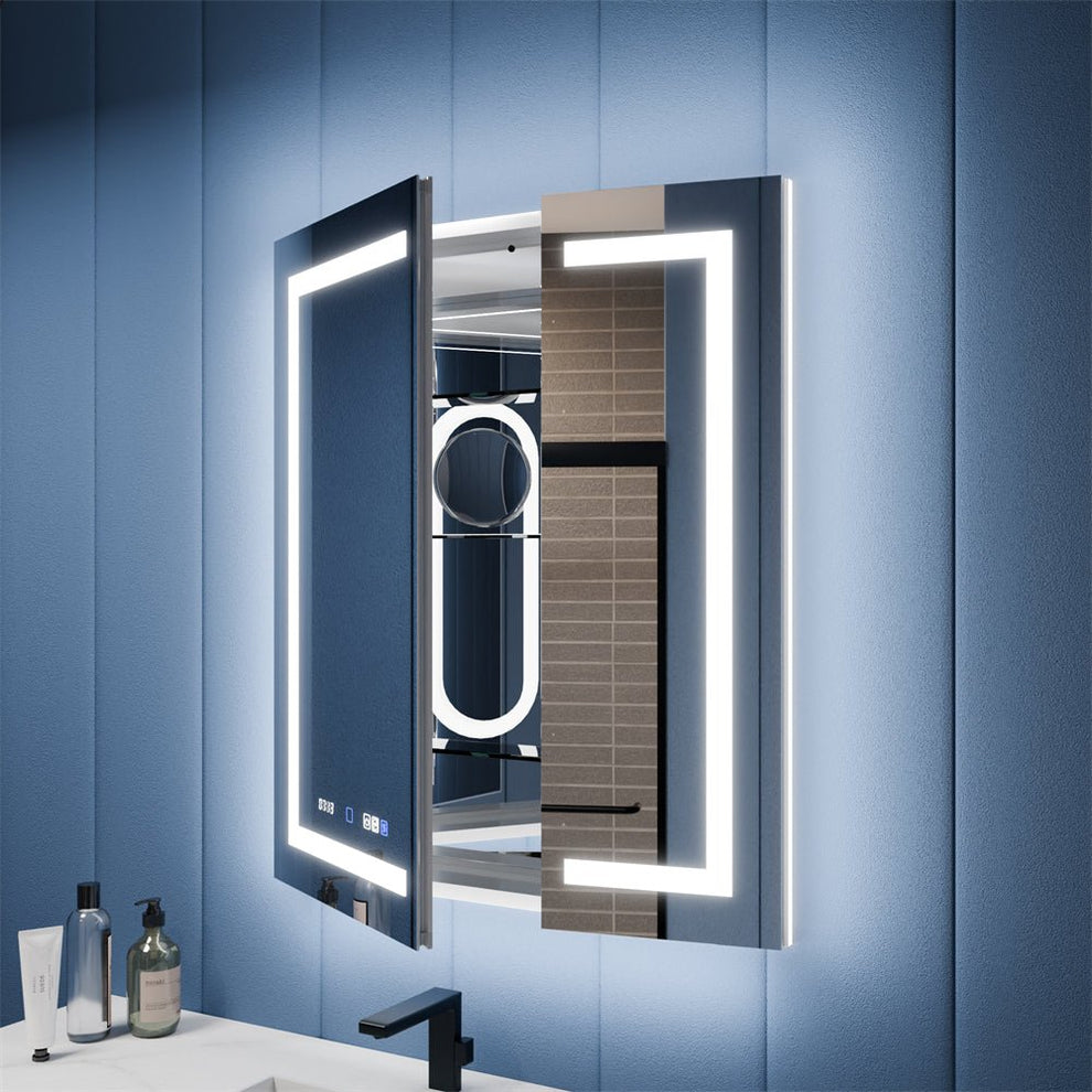 Illusion-B 30" x 36" LED Lighted Inset Mirrored Medicine Cabinet with ...