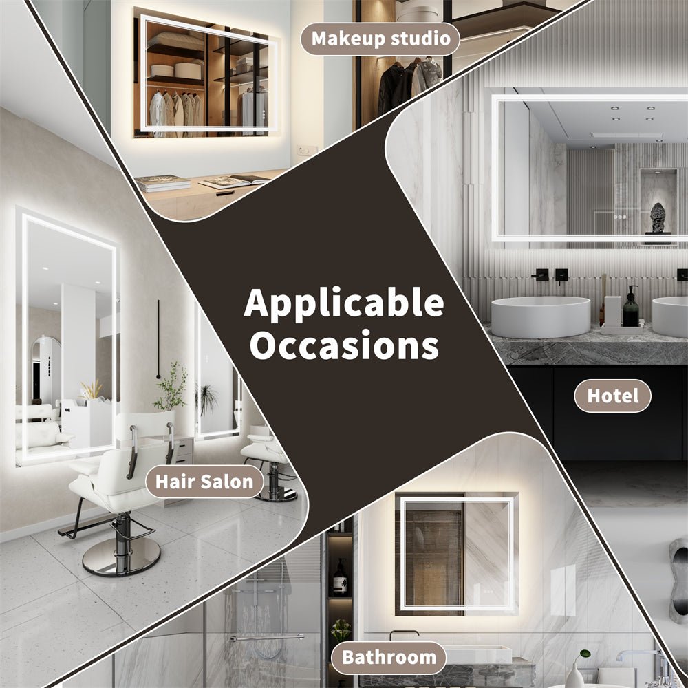 Linea 96" W x 36" H LED Heated Bathroom Mirror,Anti Fog,Dimmable,Front ...