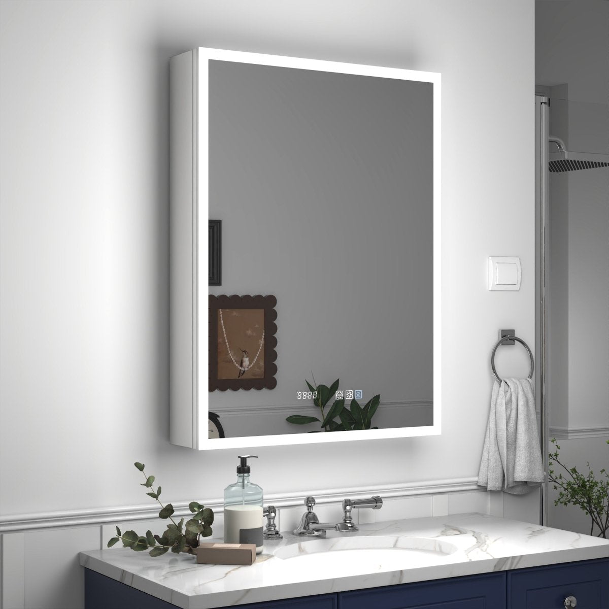 Rim 24" W x 32" H LED Lighted Medicine Cabinet Recessed or Surface wit ...