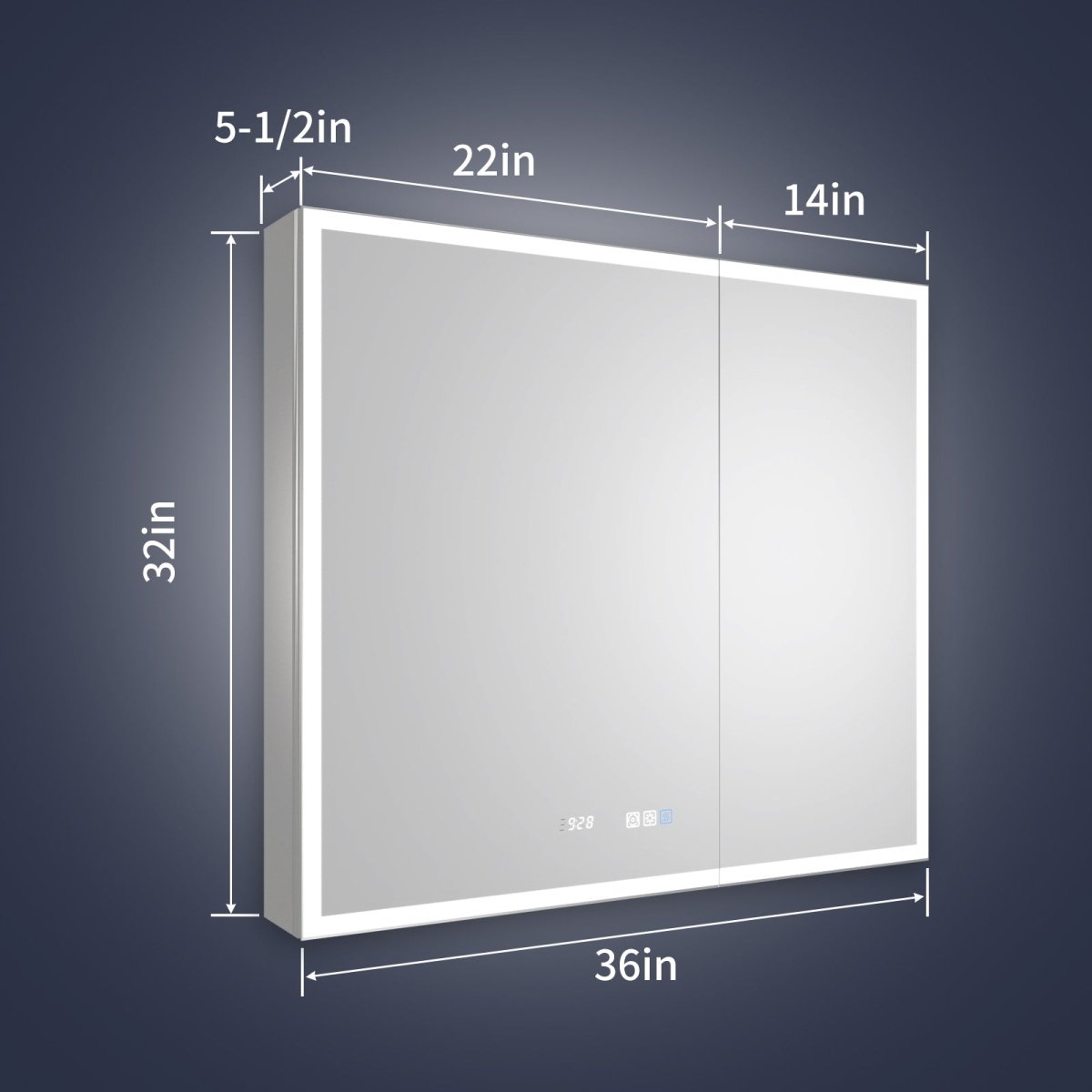 Rim 36" W x 32" H LED Lighted Medicine Cabinet Recessed or Surface wit ...