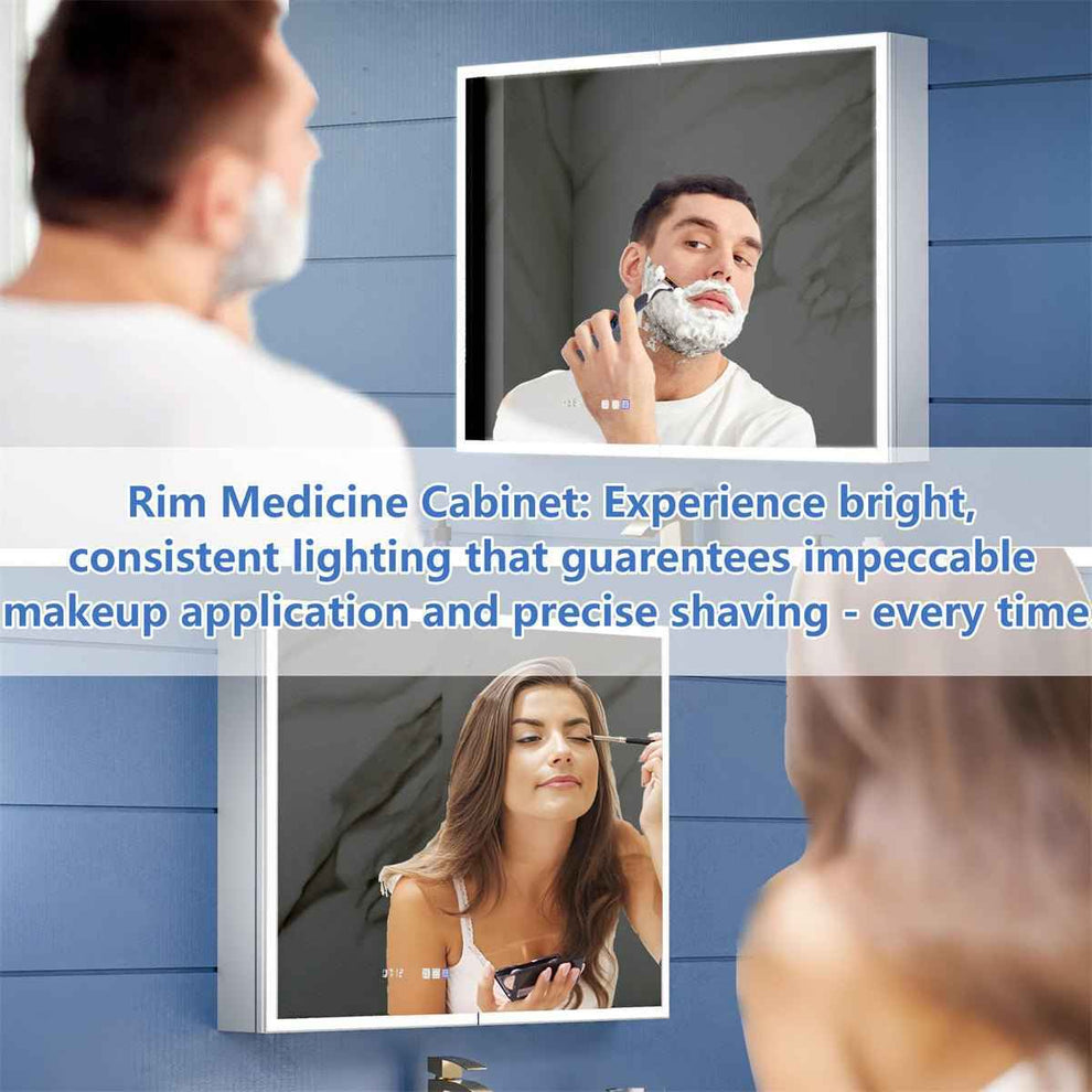 Rim 24" W x 32" H LED Lighted Medicine Cabinet Recessed or Surface wit ...
