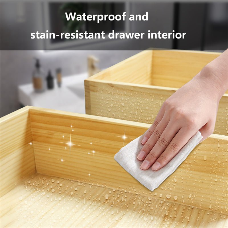 Segeo 48" Modern Solid Oak Floating Bathroom Vanity Cabinet White with ...