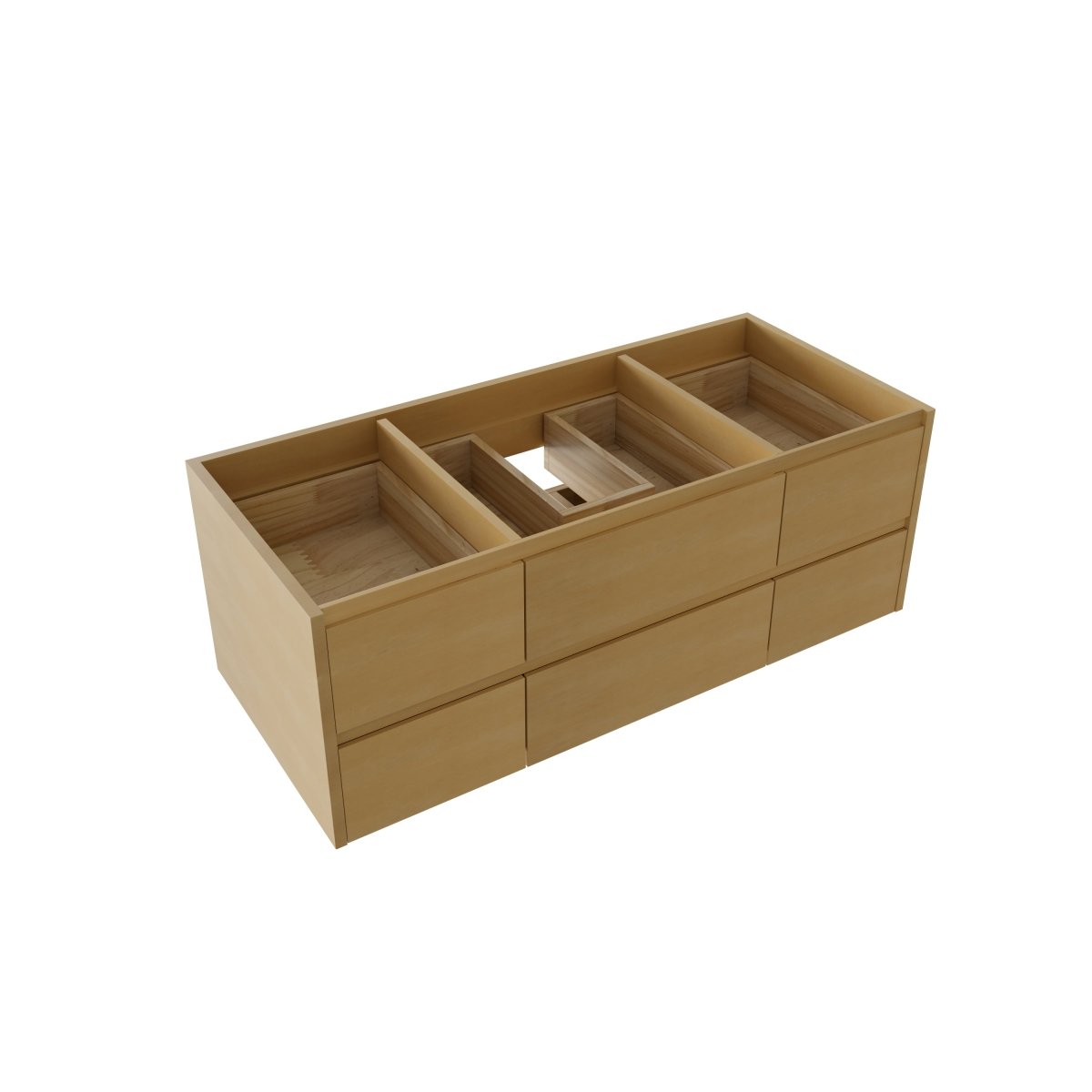 Sleek 48" (Only VanityBase) Modern Floating Maple wood Bathroom Vanity ...