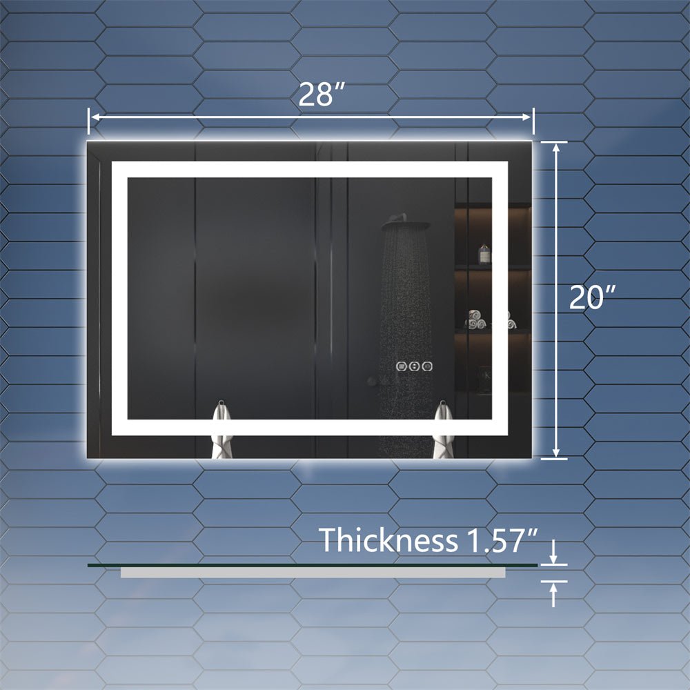 Apex 20" W x 28" H inch LED Bathroom Light Mirror,Anti Fog,Dimmable,Du ...