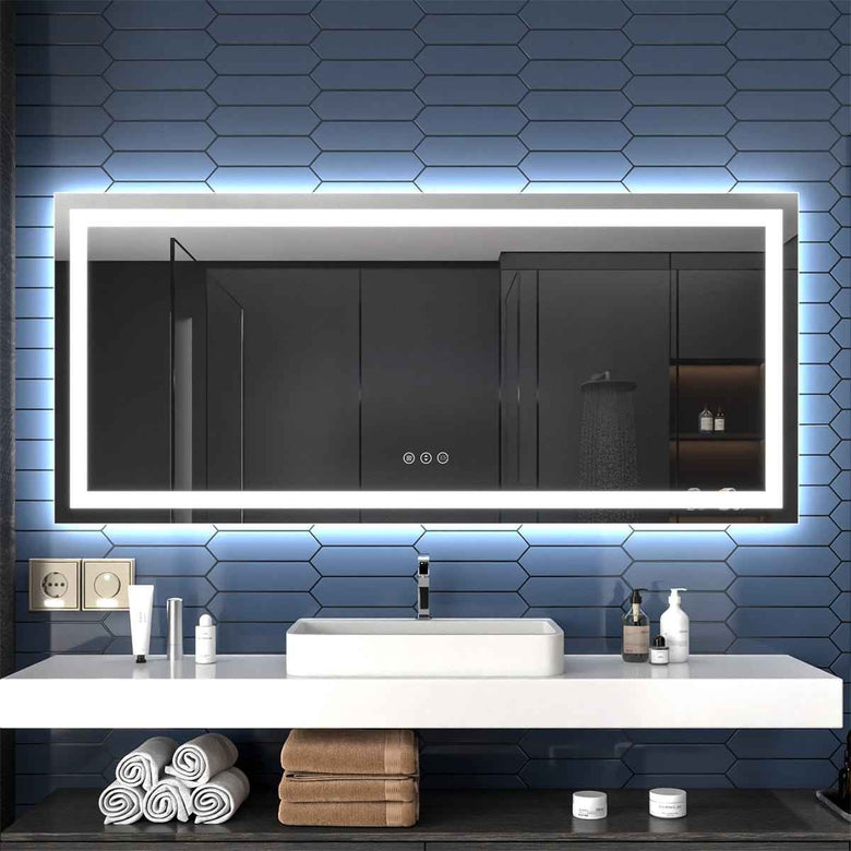 Apex 72" W x 32" H LED Bathroom Large Light Led Mirror,Anti Fog,Dimmab ...