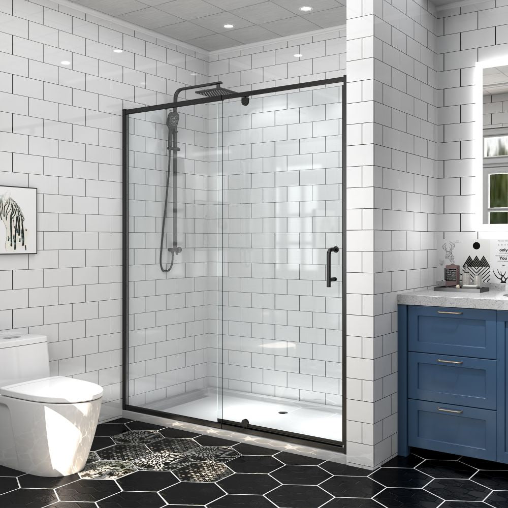 Flexi Showers 56-60" W x 71" H Glass Shower Doos Semi-Frameless,6mm Cl ...