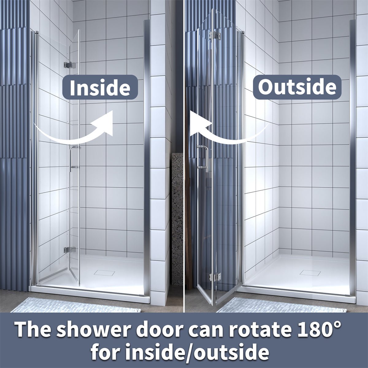 Exbrite Adapt Bifold Shower Door 34-35 in.W x 72 in.H Pivot Swing Show ...