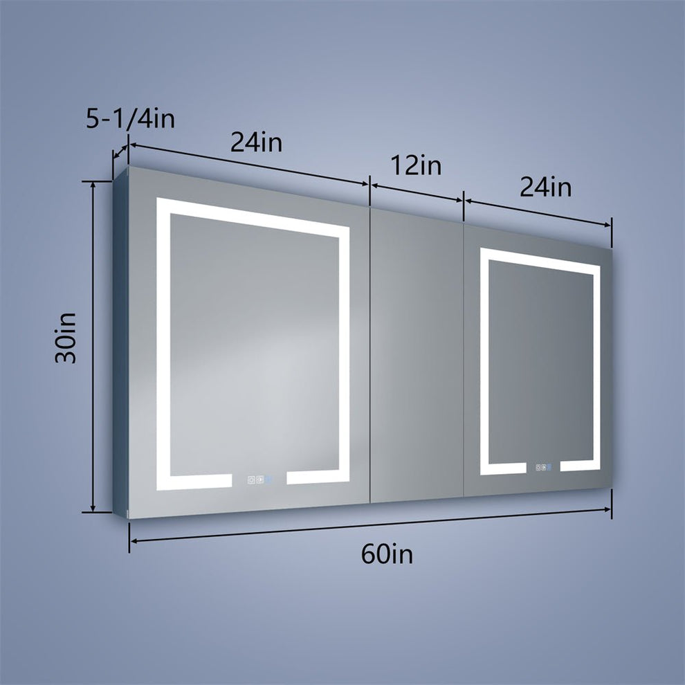 Boost-M1 60" W x 30" H Combination Medicine Cabinet with Mirror led Li ...