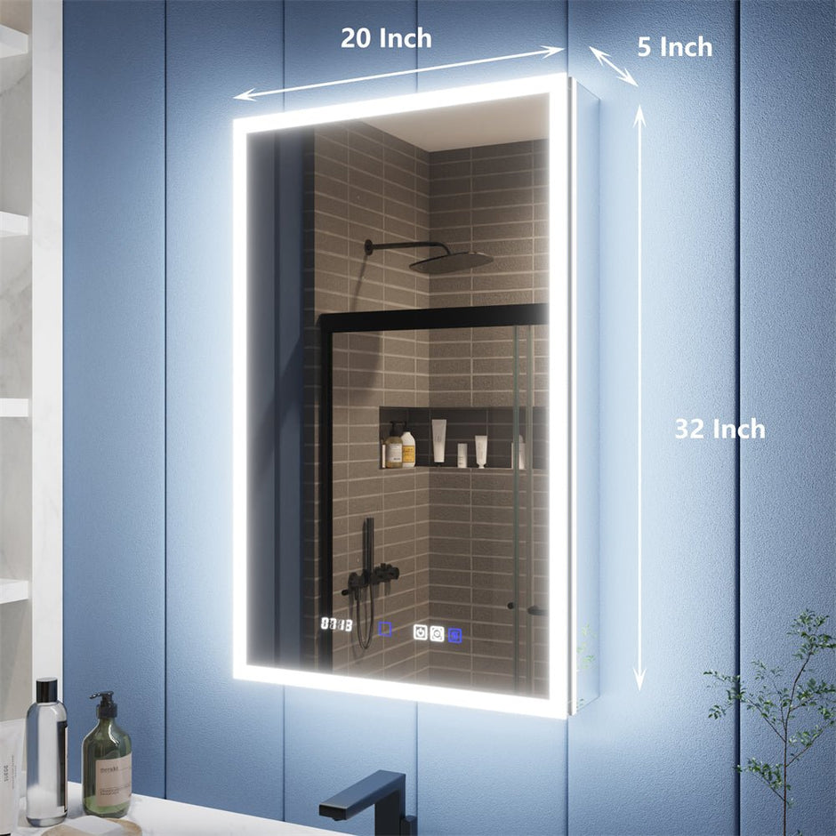 LED Medicine Cabinet with Magnifiers Front and Back Light-Illusion ...