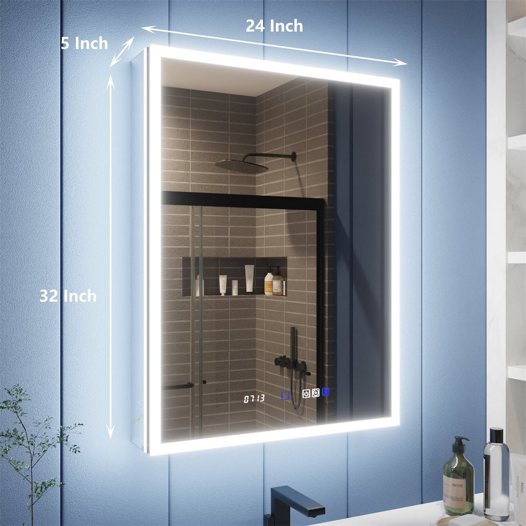 LED Medicine Cabinet with Magnifiers Front and Back Light-Illusion ...