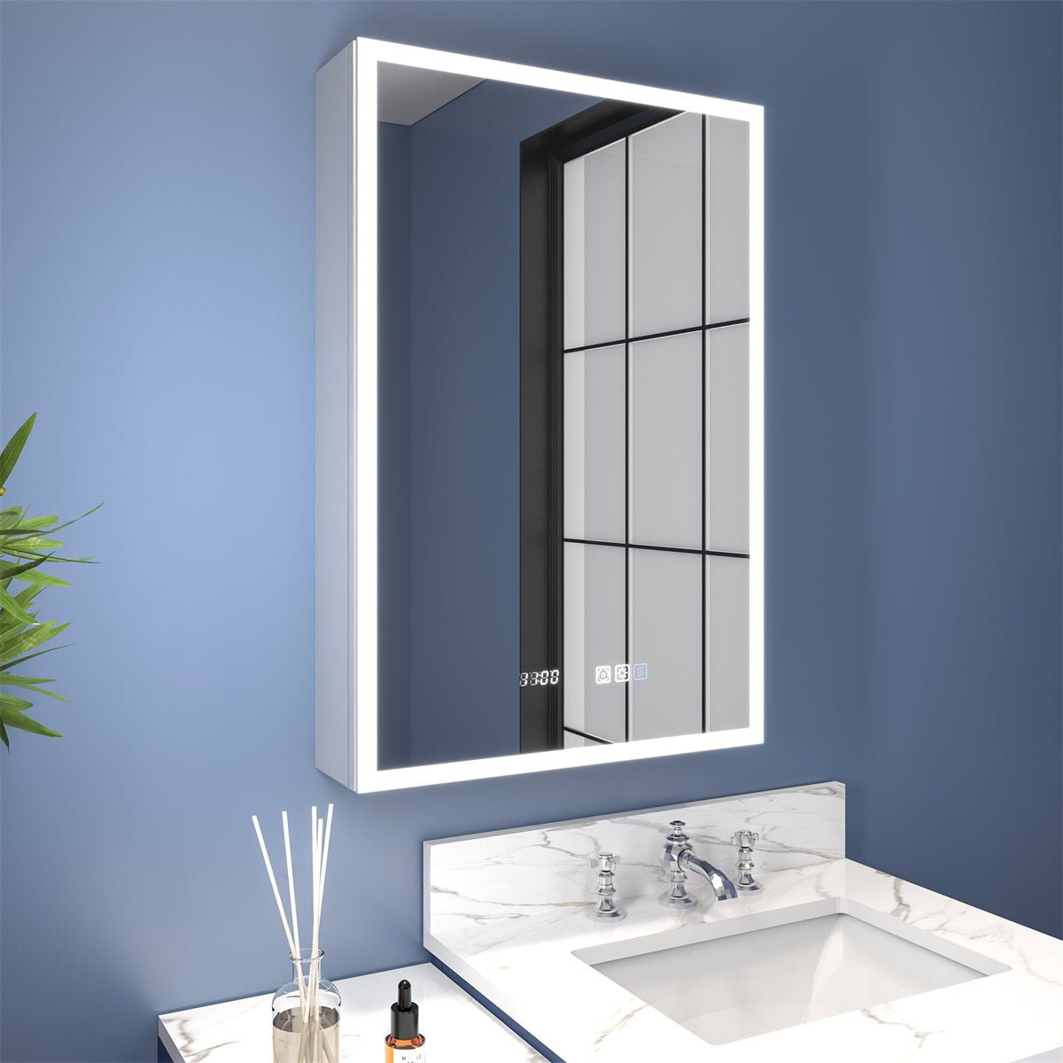 Rim 20" W x 30" H Lighted Medicine Cabinet Recessed or Surface led Med ...