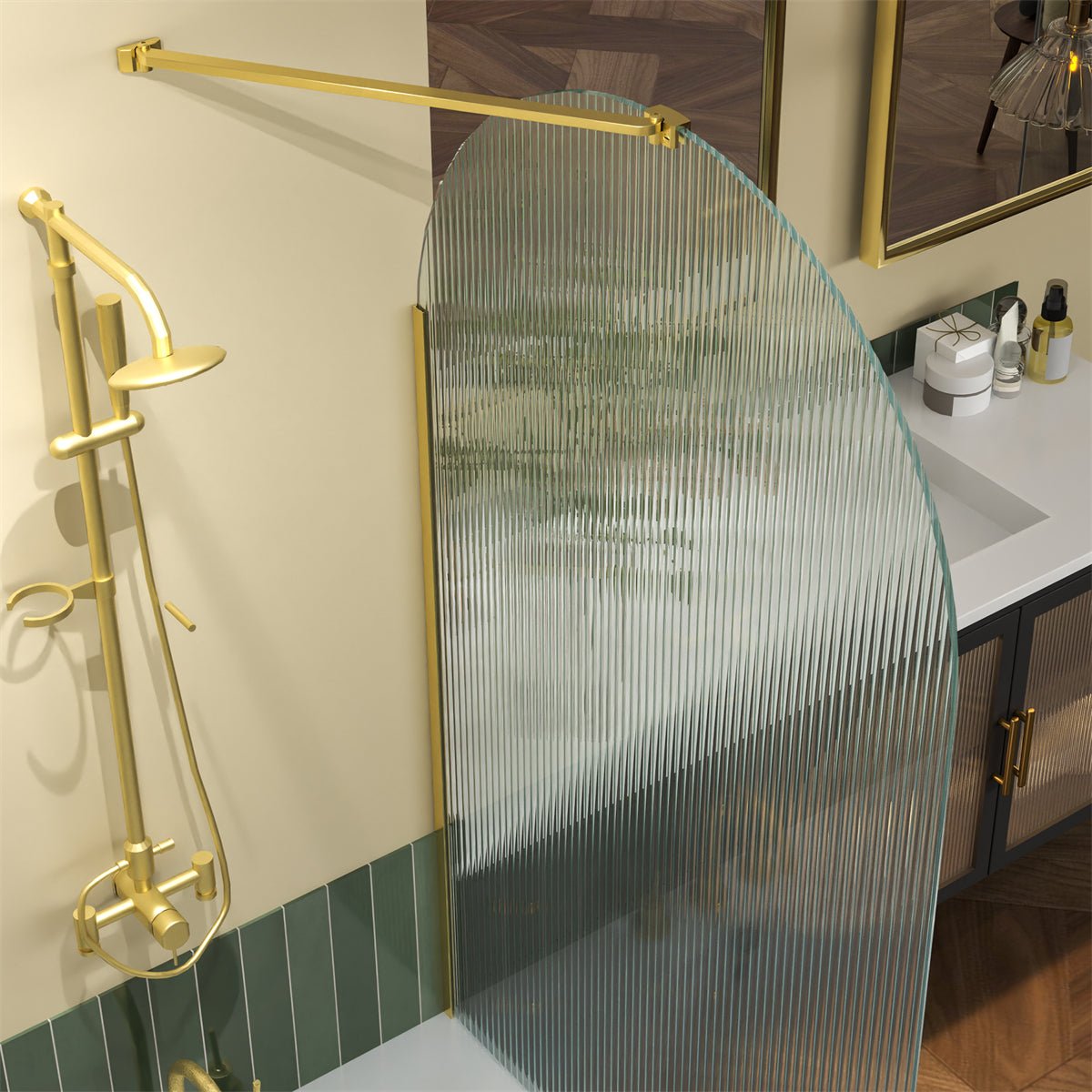 Serenity-S 33" x 58" Bathtub Screen Reeded Glass Shower Panel For Bath ...